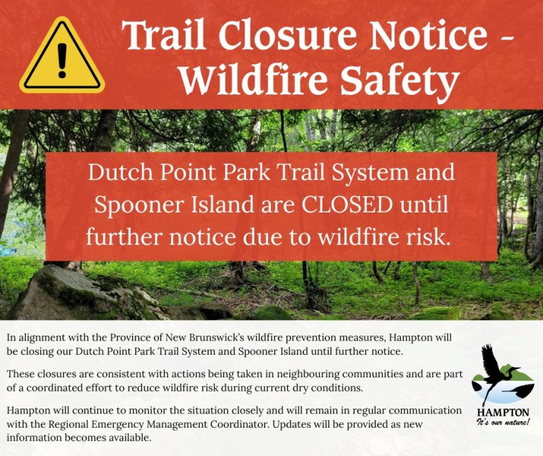 Trail Closure Notice - Wildfire Safety - Hampton